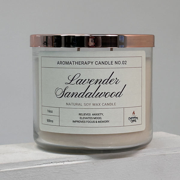 Lavender Sandalwood 2-Wick Soy Aromatherapy Candle - Country Home Candle